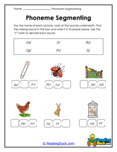 Phoneme Segmenting Worksheets | Phonics Skills | Reading Duck.com