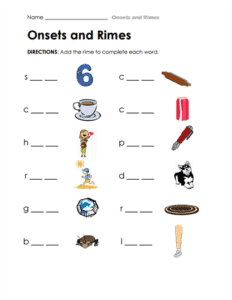 Onsets and Rimes Worksheets | Phonics Skills | Reading Duck.com