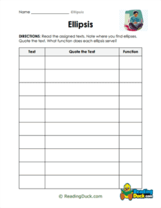 Ellipse Worksheets | Punctuation Collection | Reading Duck.com
