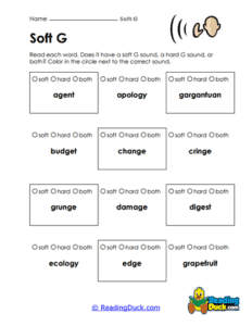 Soft G Worksheets | Phonics Skills | Reading Duck.com