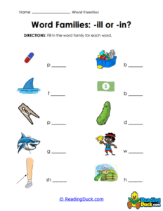 Word Family Worksheets | Phonics Skills | Reading Duck.com