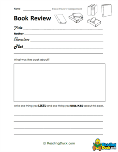 Book Review Assignment Worksheets | Reading Duck.com