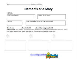 Story Elements Worksheets | Reading Skills | Reading Duck.com