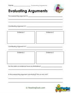 Evaluating Arguments Worksheets | Reading | Reading Duck.com