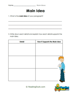 Main Ideas Worksheets | Reading Skills | Reading Duck.com