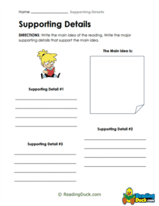 Supporting Details Worksheets | Reading Skills | Reading Duck.com