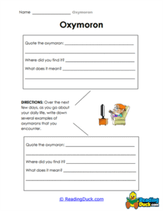 Oxymoron Worksheets | Reading Duck.com