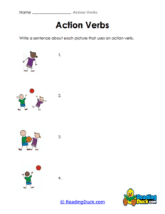 Action Verb Worksheets | Grammar Skills | Reading Duck.com