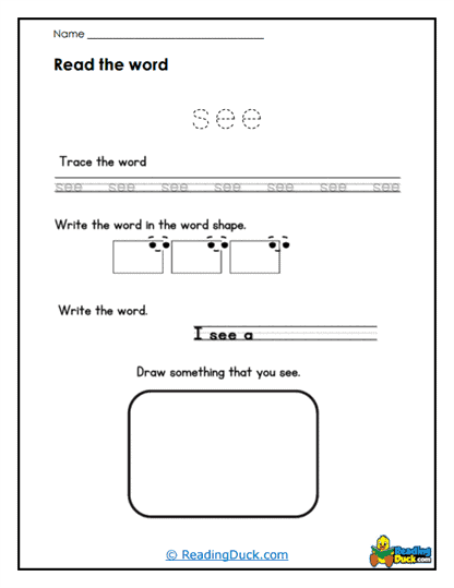 Recognizing Words Worksheets | Print Concept | Reading Duck.com