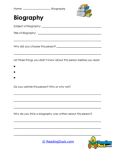 Biography Writing Worksheets | Reading Duck.com