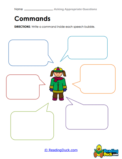 Command Worksheets | Writing Series | Reading Duck.com