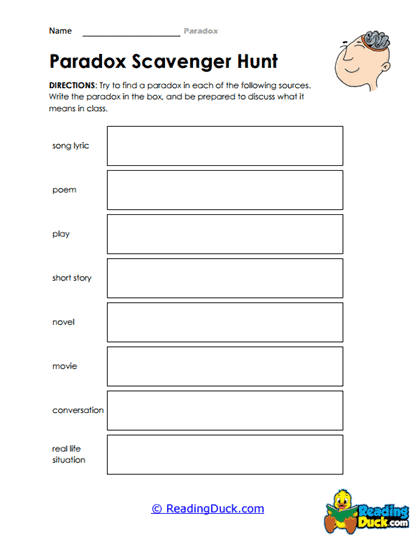 Paradox Worksheets | Literary Devices | Reading Duck.com