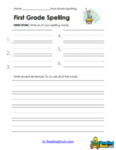 1st Grade Spelling Worksheets
