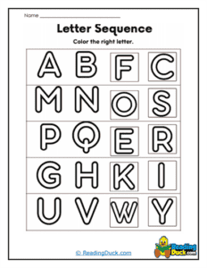 Letter Sequence Worksheets | Pre-Reading Series | Reading Duck.com