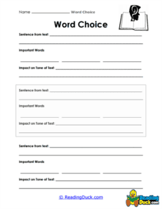 Word Choice Worksheets | Vocabulary Series | Reading Duck.com