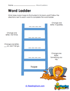 Word Ladder Worksheets | Vocabulary Series | Reading Duck.com