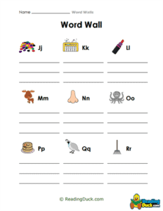 Word Walls | Vocabulary Series | Reading Duck.com