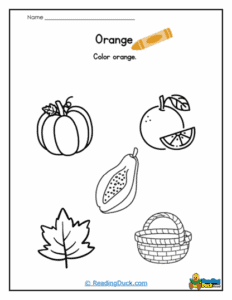 Color Orange Worksheets | Reading Duck.com