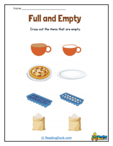 Empty vs. Full Worksheets | Comparisons | Reading Duck.com