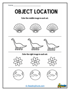 Object Location Worksheets | Position Words | Reading Duck.com