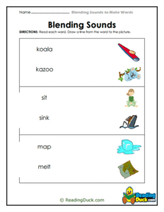 Blending Sounds Worksheets | Phonics Skills | Reading Duck.com