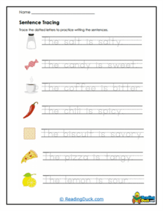 Sentence Tracing Worksheets | Handwriting Series | Reading Duck.com