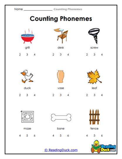Counting Phonemes Worksheets | Phonics Skills | Reading Duck.com