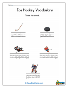 Ice Hockey Vocabulary Word Worksheets | Reading Duck.com