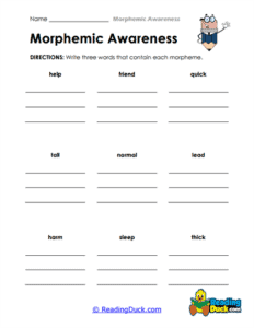 Morphemic Awareness Worksheets | Reading Duck.com