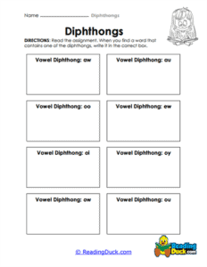 Diphthong Worksheets | Phonics Skills | Reading Duck.com