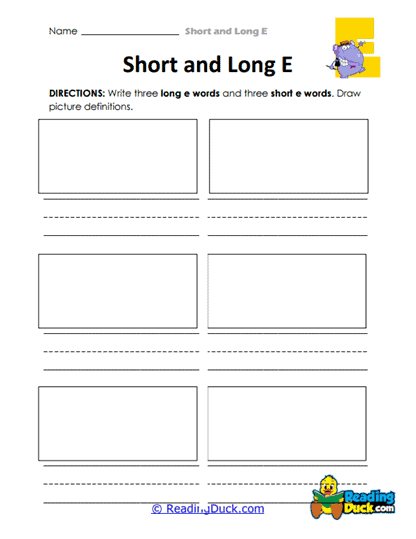Short and Long E Worksheets | Phonics Skills | Reading Duck.com