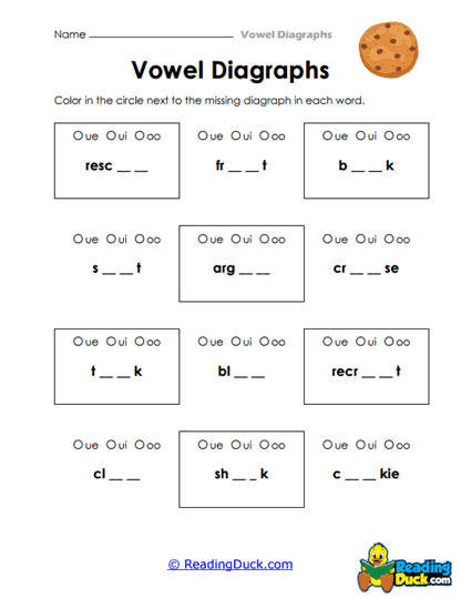 Vowel Digraphs Worksheets | Phonics Skills | Reading Duck.com