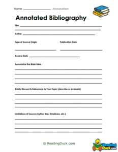 Annotation Worksheets | Reading Skills | Reading Duck.com