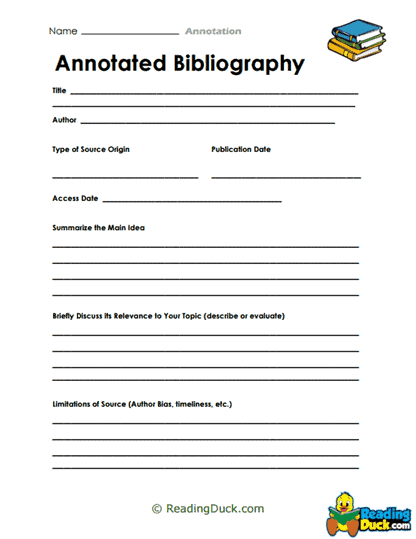 Annotation Worksheets | Reading Skills | Reading Duck.com