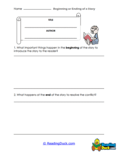 Beginning or Ending of a Story Worksheets | Reading Duck.com