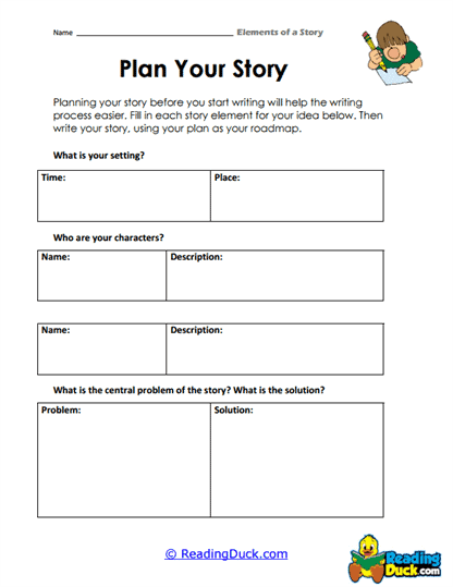 Story Elements Worksheets | Reading Skills | Reading Duck.com
