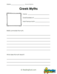 Greek Myths Worksheets | Reading Skills | Reading Duck.com