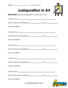 Juxtaposition Worksheets | Reading Duck.com