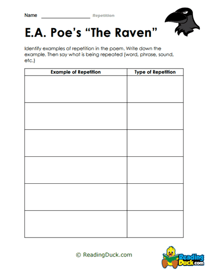 Repetition Worksheets | Literary Devices | Reading Duck.com