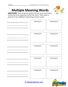 Multiple Word Meanings Worksheets | Vocabulary | Reading Duck.com