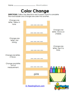 Word Ladder Worksheets | Vocabulary Series | Reading Duck.com