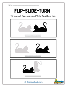 Flip, Slide, and Turn Worksheets | Position Words | Reading Duck.com