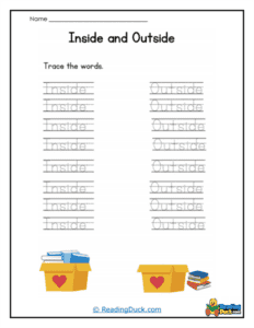 Inside or Out Worksheets | Position Words | Reading Duck.com