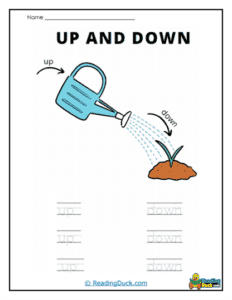Up or Down Worksheets | Position Words | Reading Duck.com