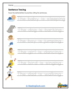 Sentence Tracing Worksheets | Handwriting Series | Reading Duck.com