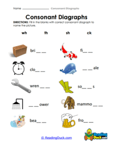 Consonant Digraphs Worksheets | Phonics Skills | Reading Duck.com