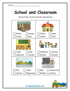 School Vocabulary Words Worksheets | Reading Duck.com