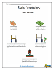 Rugby Vocabulary Word Worksheets | Reading Duck.com