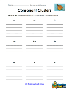 Consonant Cluster Worksheets | Phonics Skills | Reading Duck.com