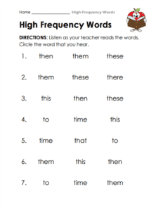 High Frequency Words Worksheets | Reading Duck.com